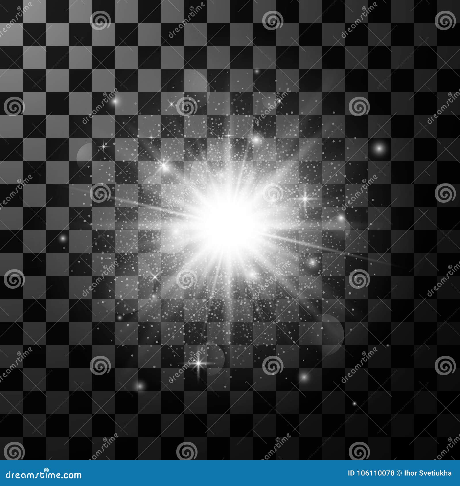 Glow Light Effect Element. Star Burst with Sparkles on Dark Transparent ...