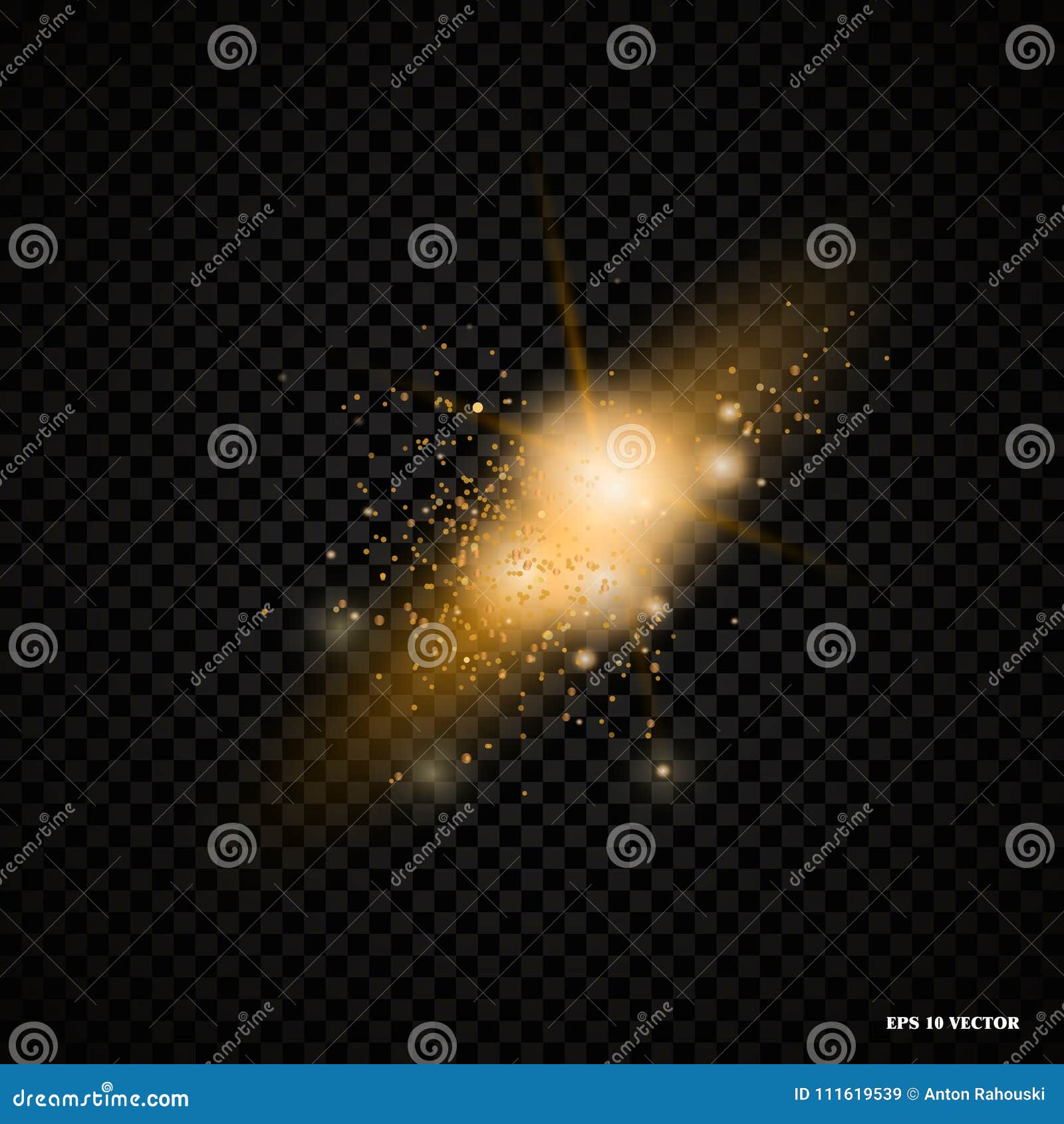 Glow Light Effect with Rays and Shine Particles, Bright Light Effect on ...