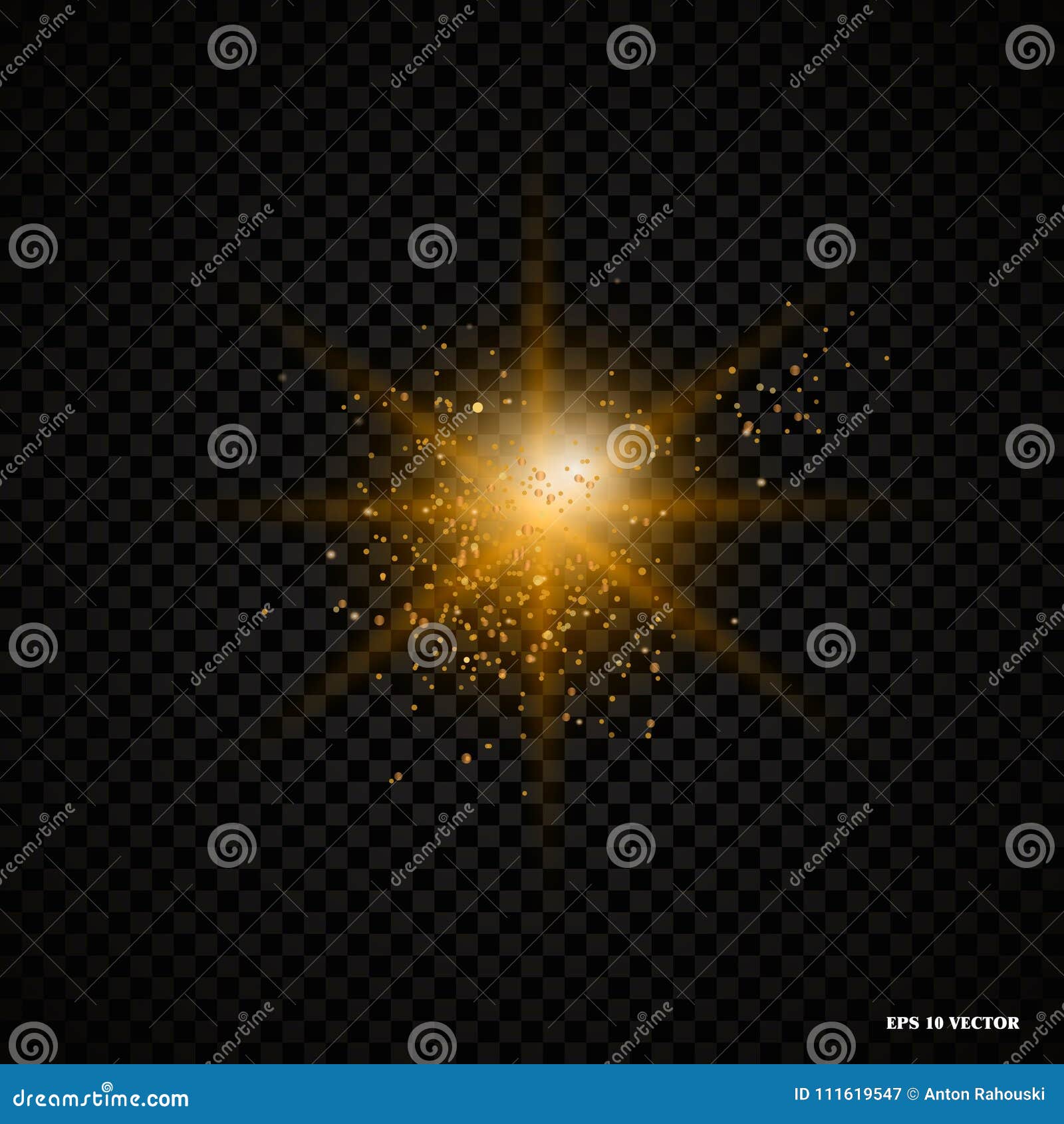 Glow Light Effect with Rays and Shine Particles, Bright Light Effect on ...