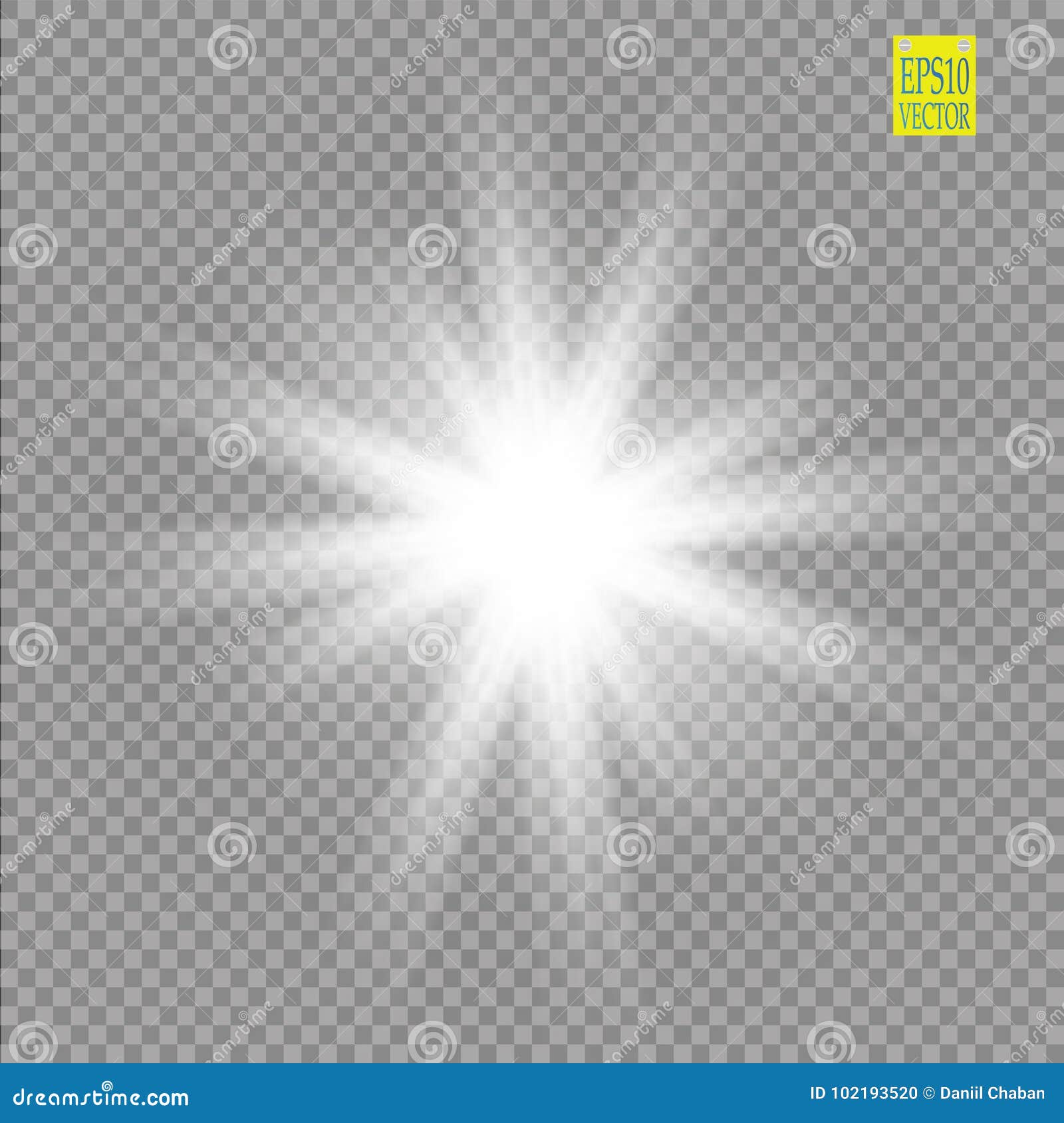 Sun Ray Effect. Starburst Yellow Shine, Sunlight Radiance On ...