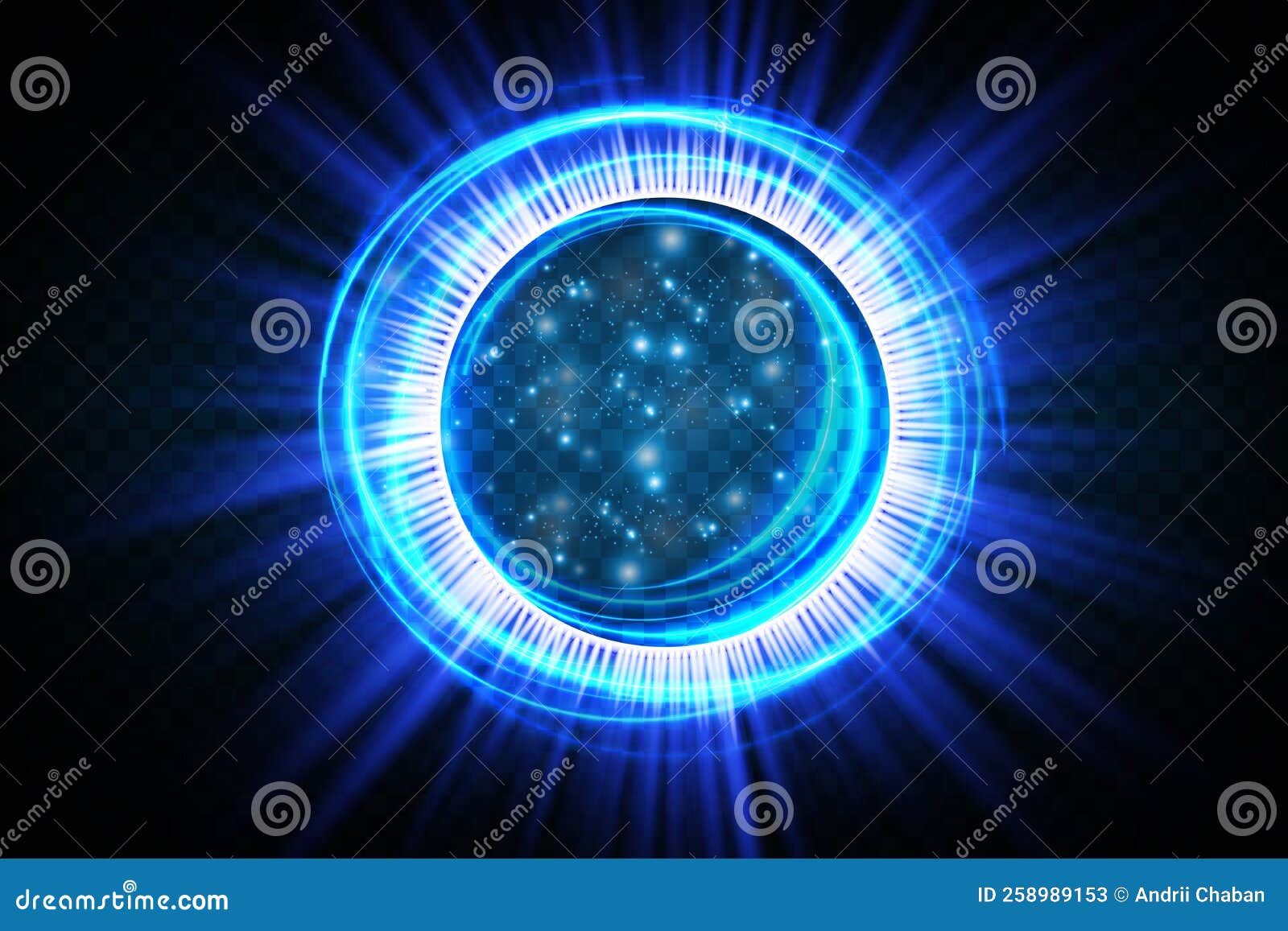 Glow Light Effect with White and Blue Sparks Shining with Special Light ...