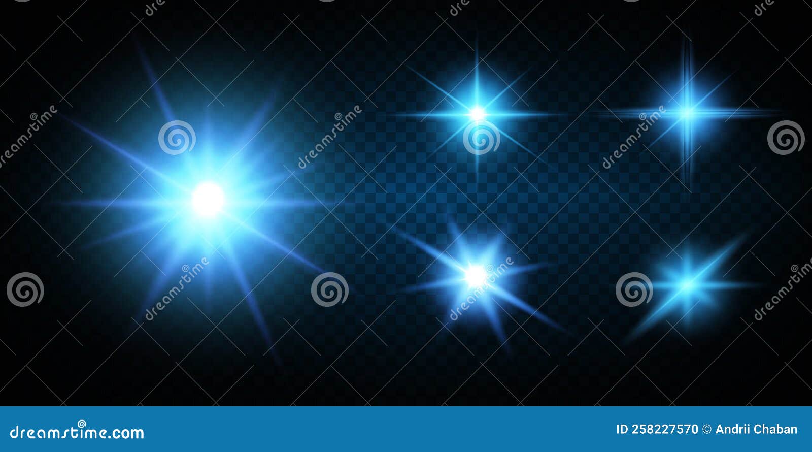 Glow Light Effect with White and Blue Sparks Shining with Special Light ...