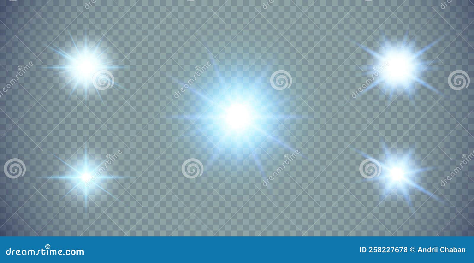 Glow Light Effect with White and Blue Sparks Shining with Special Light ...