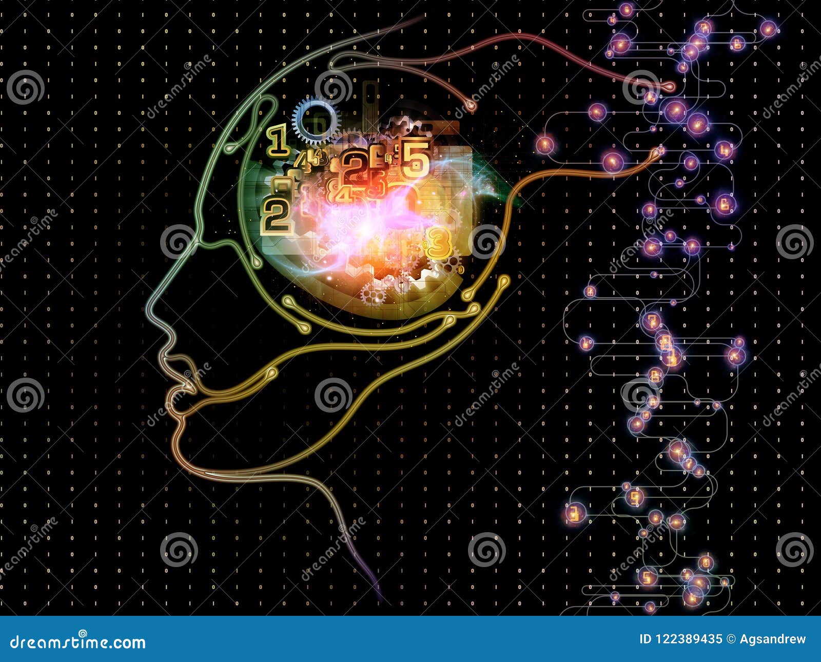 Glow of Machine Consciousness Stock Illustration - Illustration of ...