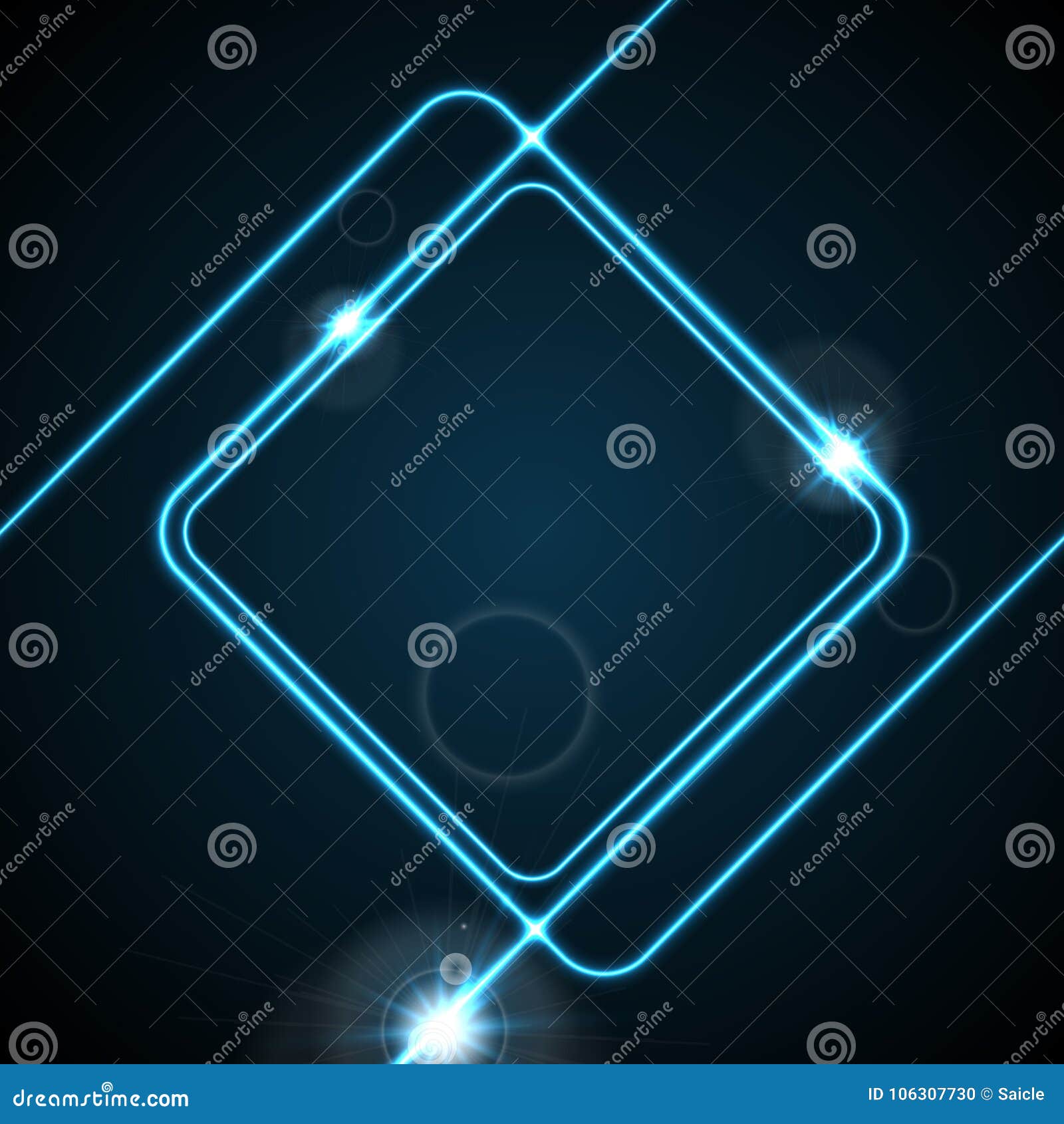 Glow Neon Blue Lines Abstract Frame Background Stock Vector ...