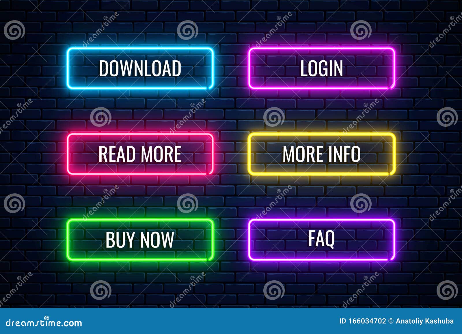 Glow Neon Buttons for Web Design. Set of Website Button. Vector Shiny ...
