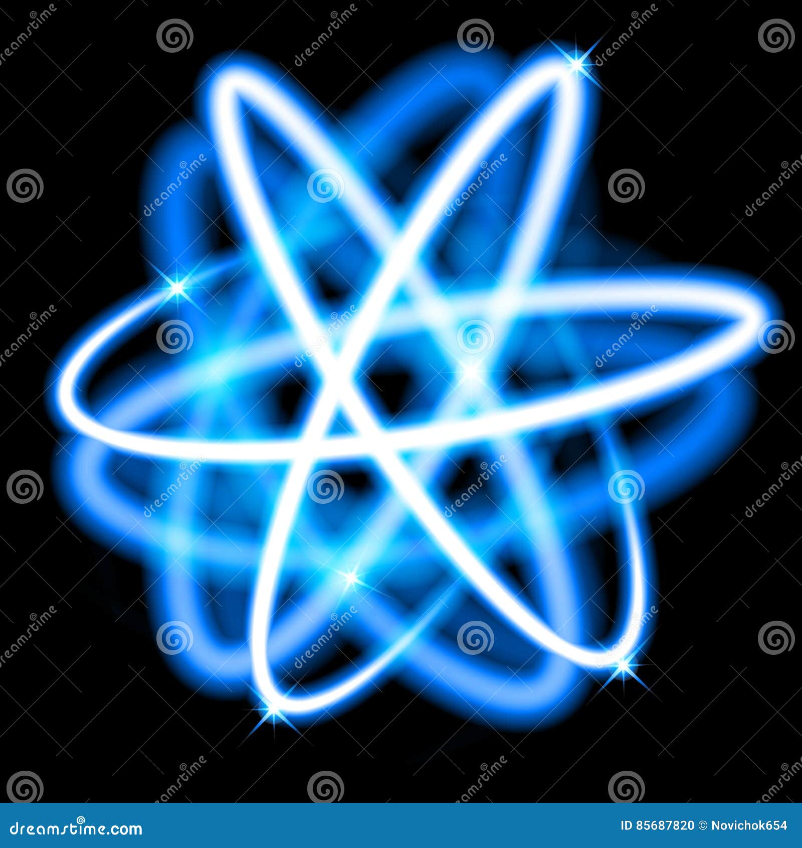 Glow neon light atom model stock vector. Illustration of fusion - 85687820