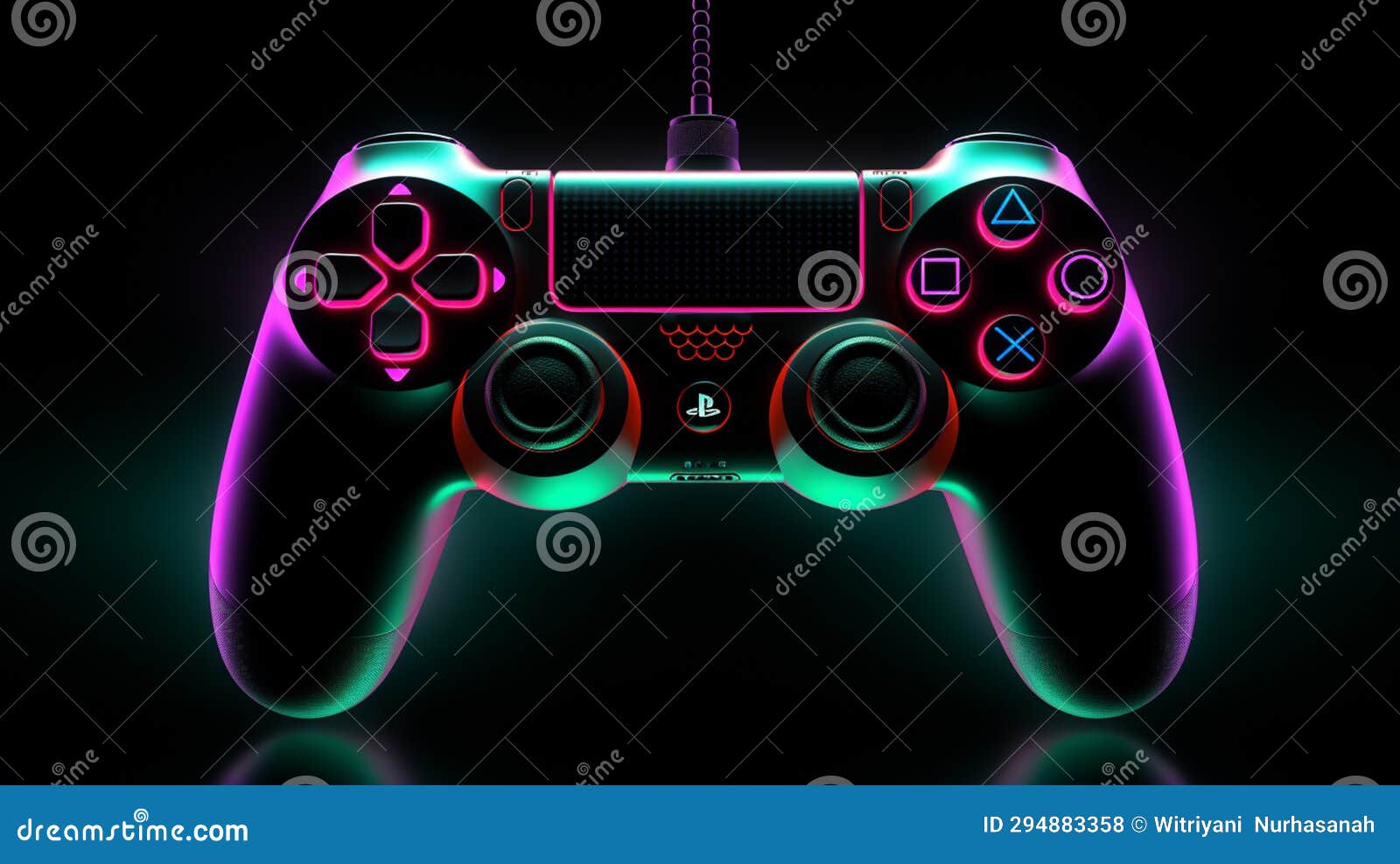 Glow Neon Modern Futuristic with Joystick. Modern Game Pad Joystick ...