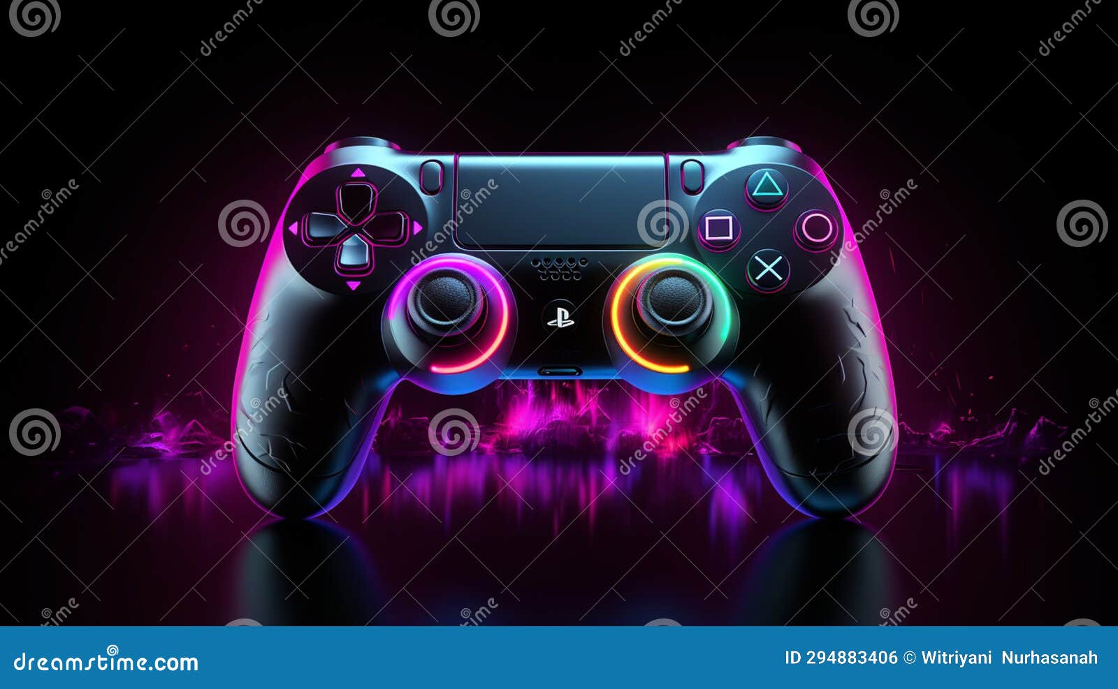 Glow Neon Modern Futuristic with Joystick. Modern Game Pad Joystick ...