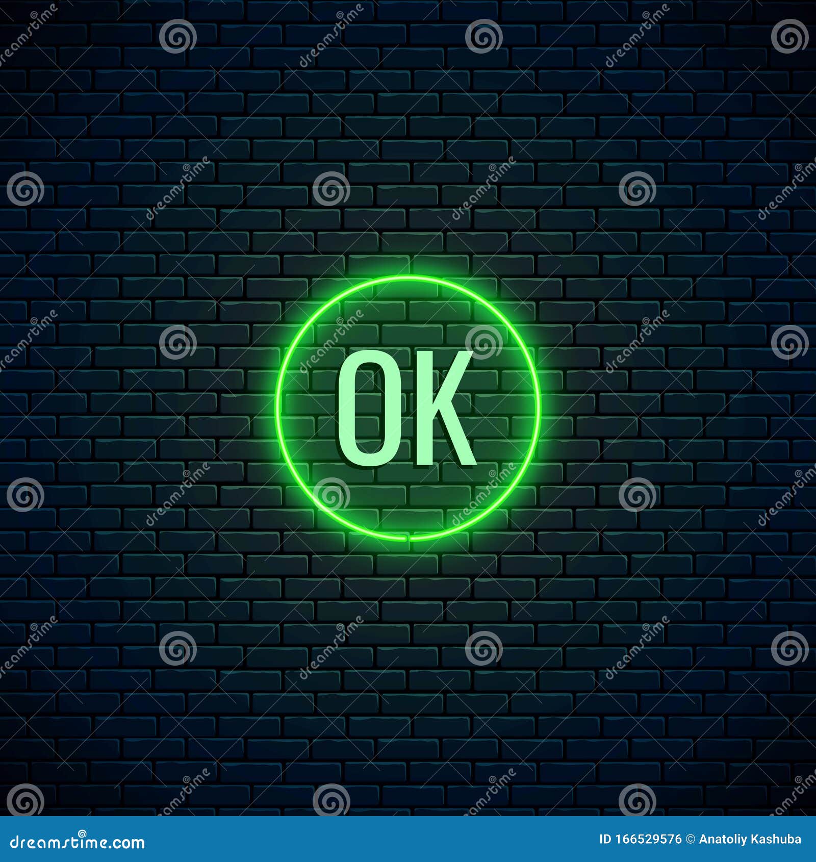 Glow Neon OK Button For Internet Design. Website Acceptance Button ...