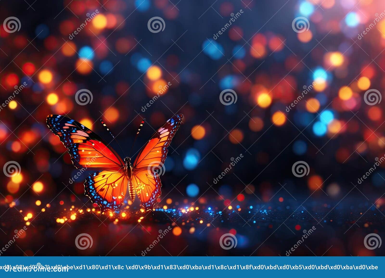 Glow Particles Abstract Mokup with Butterfly Background for Design ...