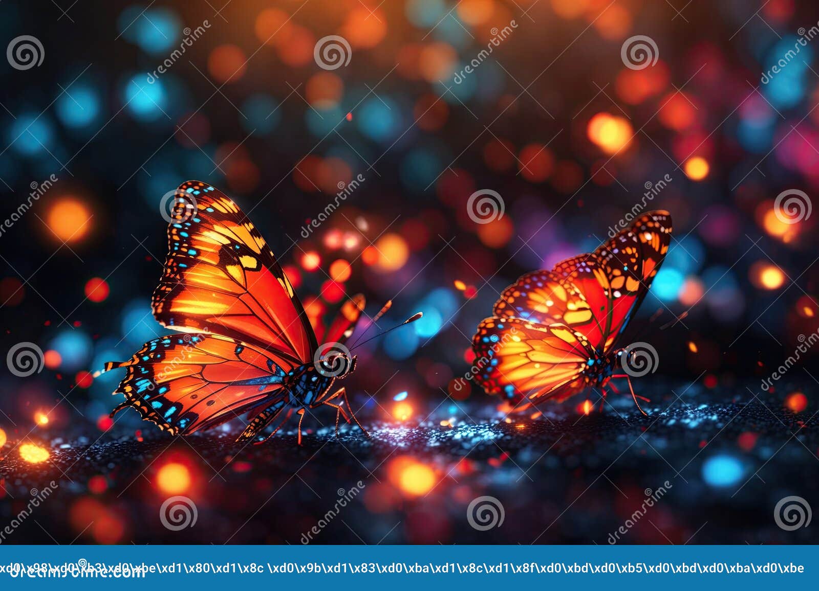 Glow Particles Abstract Mokup with Butterfly Background for Design ...