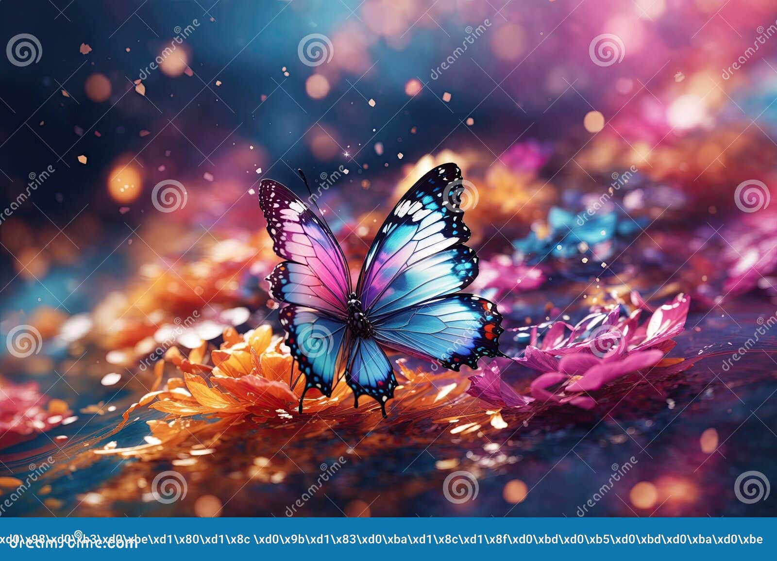 Glow Particles Abstract Mokup with Butterfly Background for Design ...