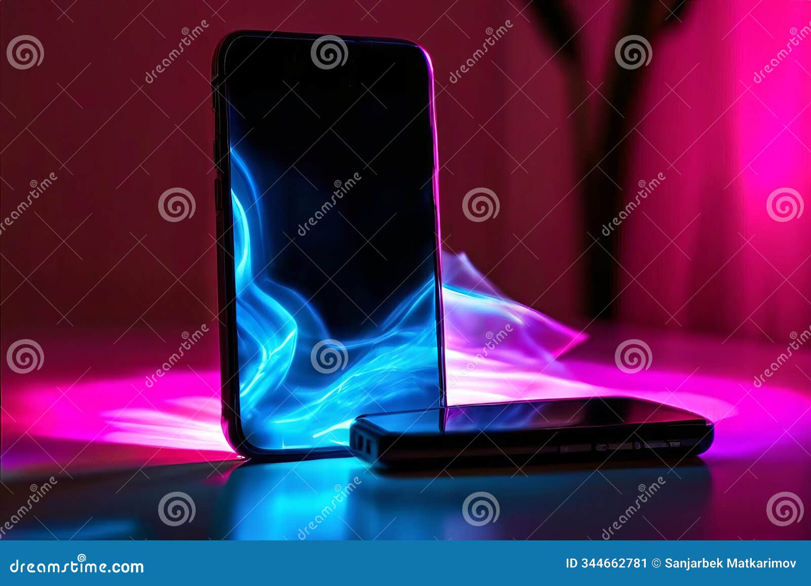 Glow Phones Screen Has a Soft Glowing Effect Stock Image - Image of ...