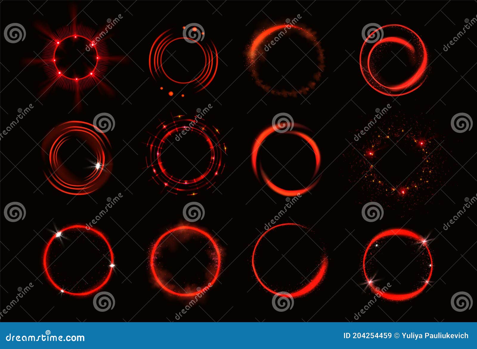 Glow Red Circles with Sparkles and Smoke Stock Vector - Illustration of ...