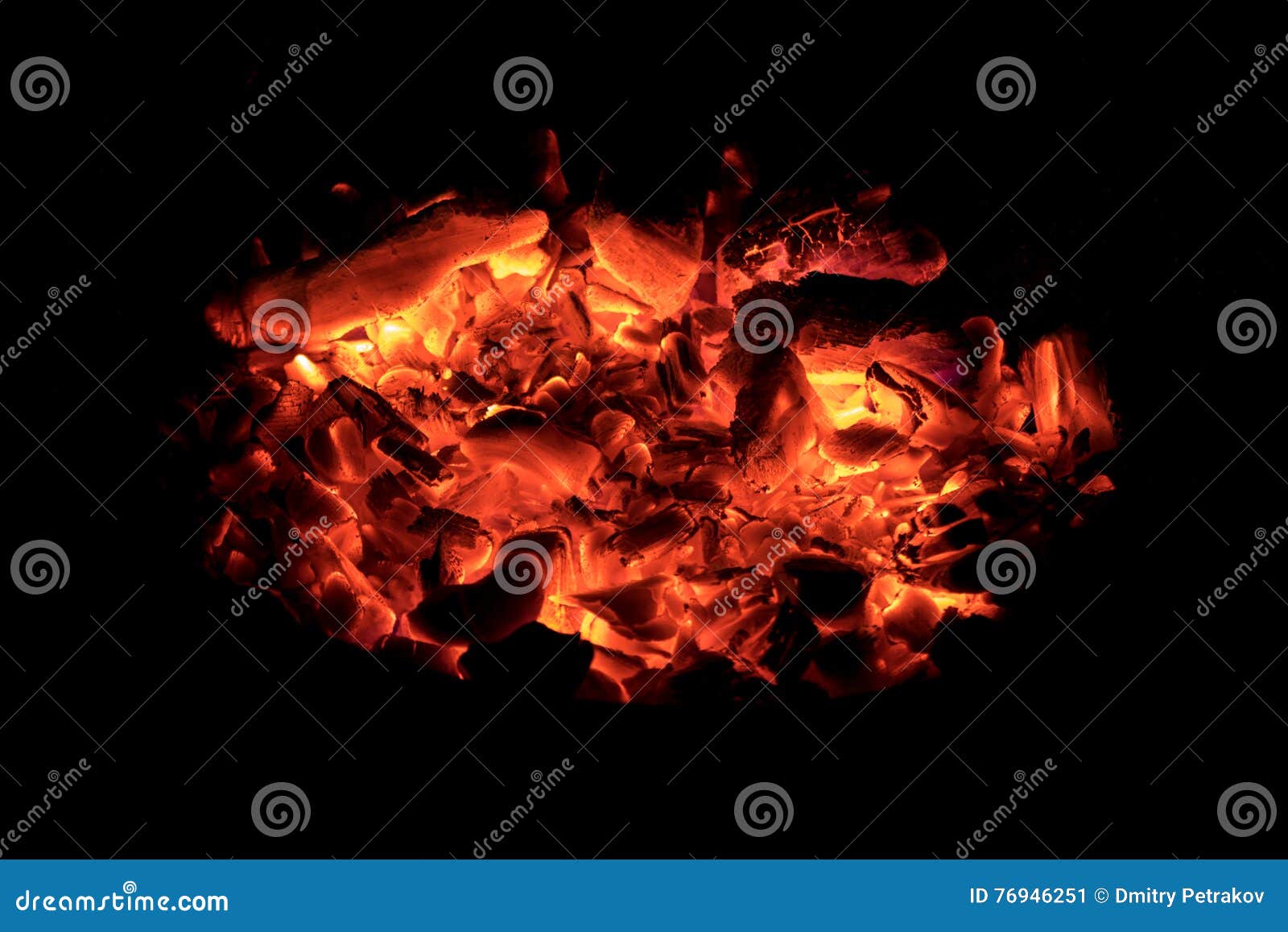 Glow Red Embers in the Hearth at the Dark Night Stock Image - Image of ...