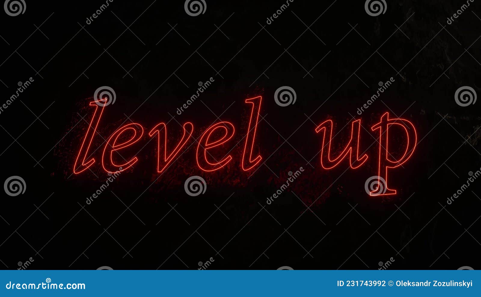 Glow Red Level Up for Game Design 3d Style Stock Illustration ...