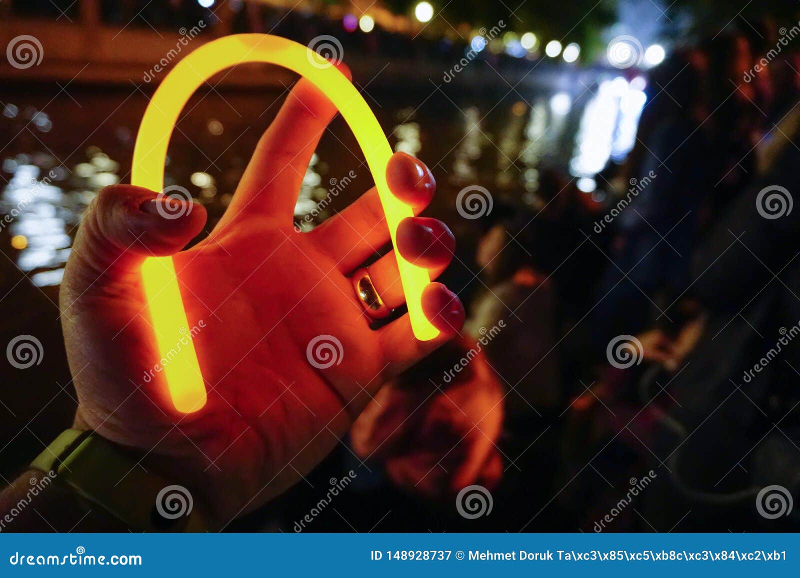 Glow Stick in Man Hand in the Dark Stock Image - Image of human, dark ...