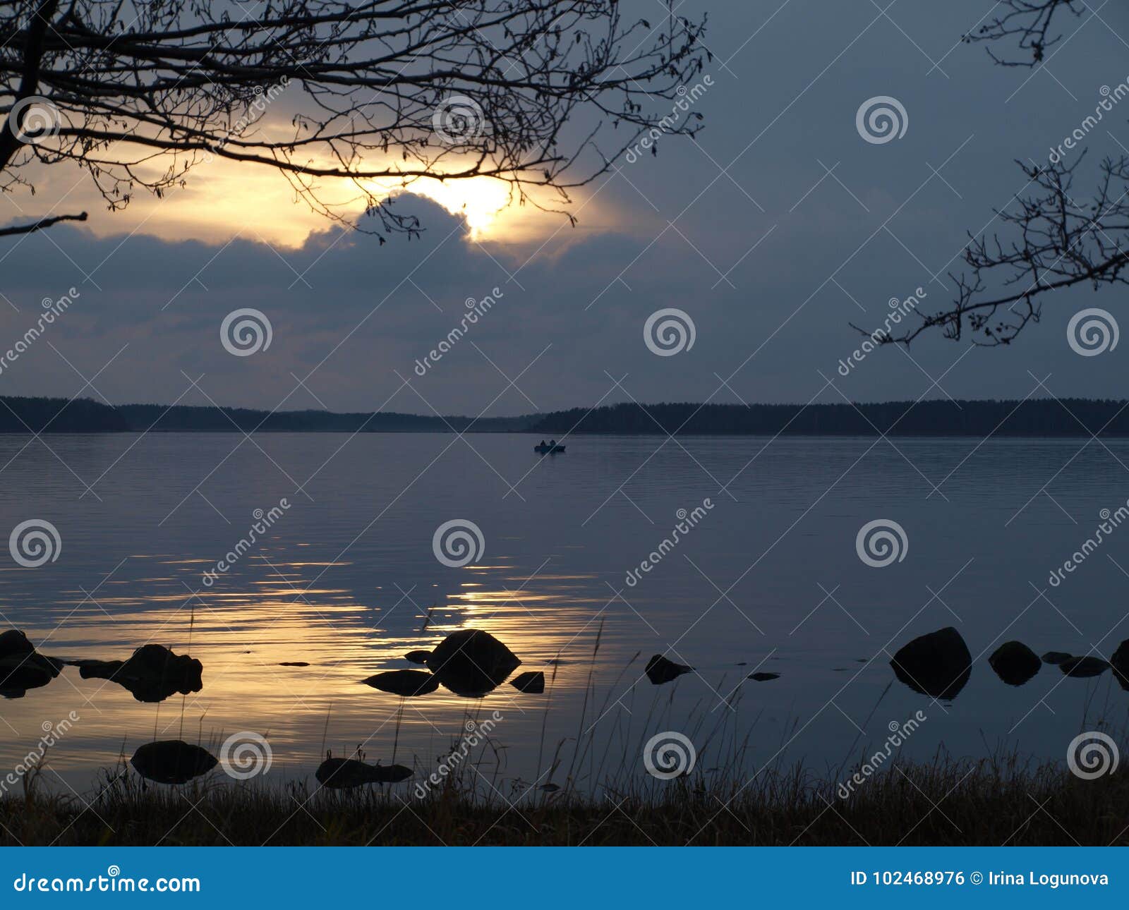Sunset in Primorsk stock photo. Image of gloss, glow - 102468976