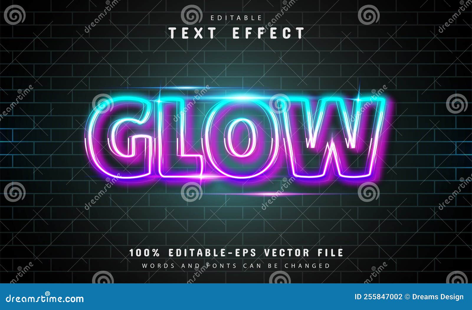 Glow text effect design stock vector. Illustration of number - 255847002