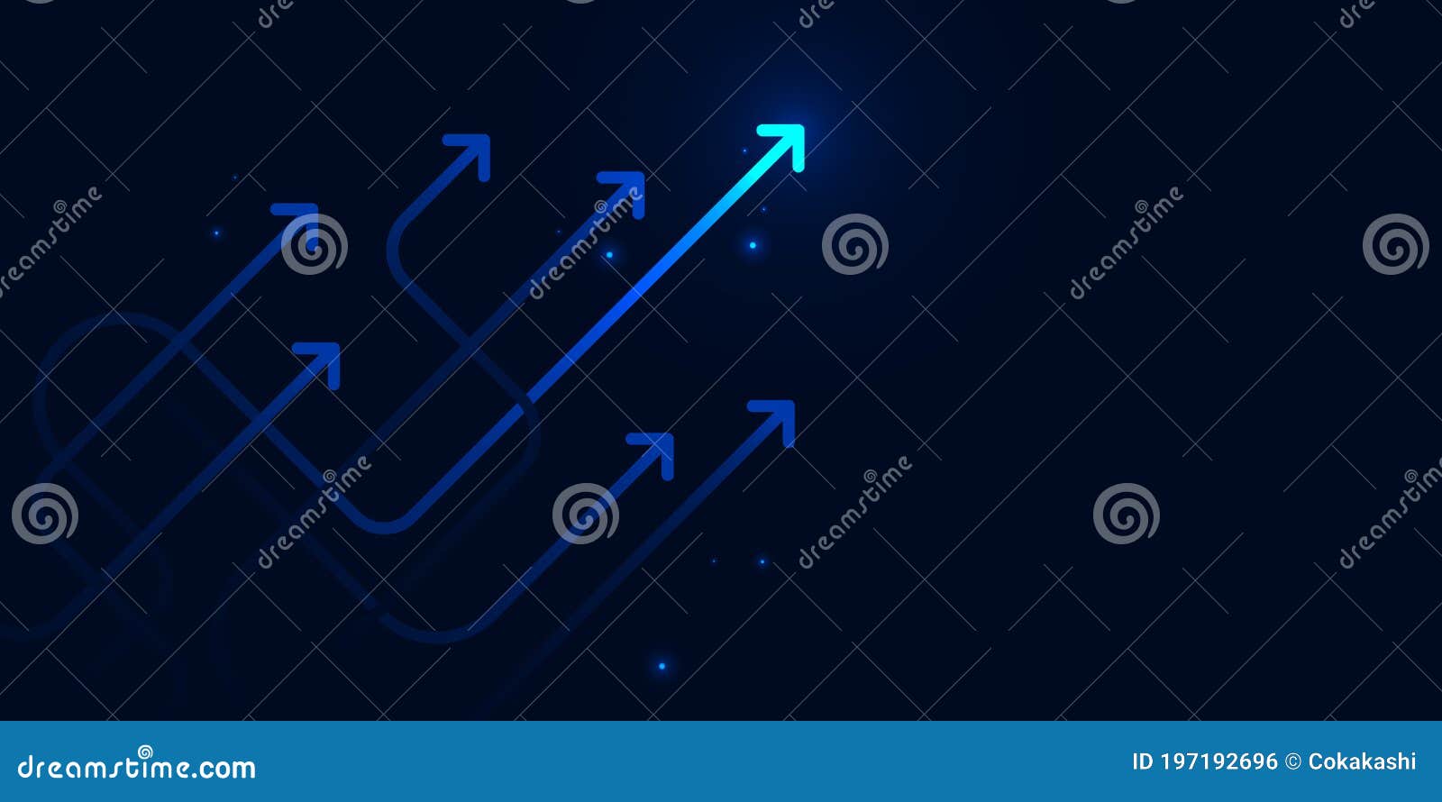 Glow Up Devious Arrows on Dark Blue Background with Copy Space Business ...