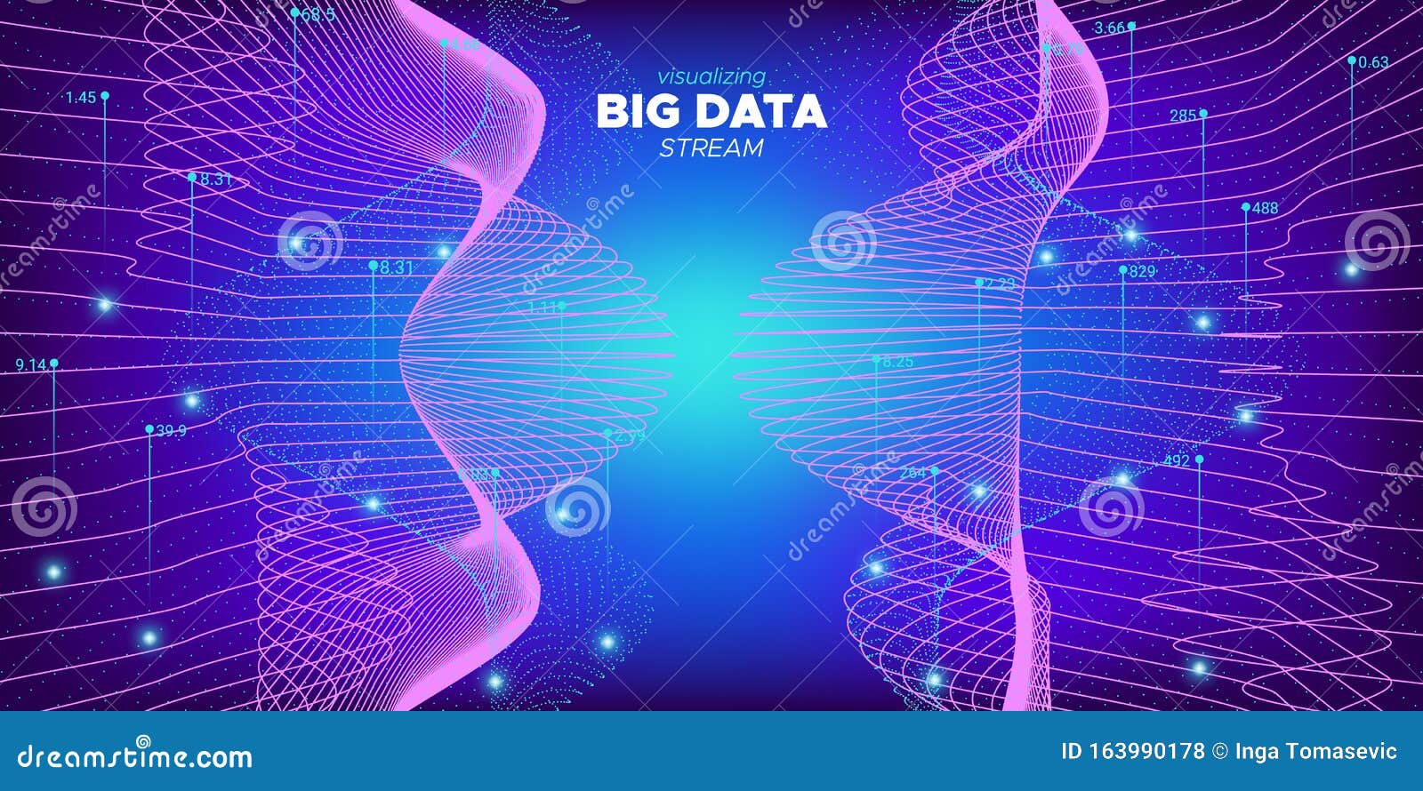 Glow Vector Big Data. Neon Particle Light Stock Vector - Illustration of fluid, abstract: 163990178