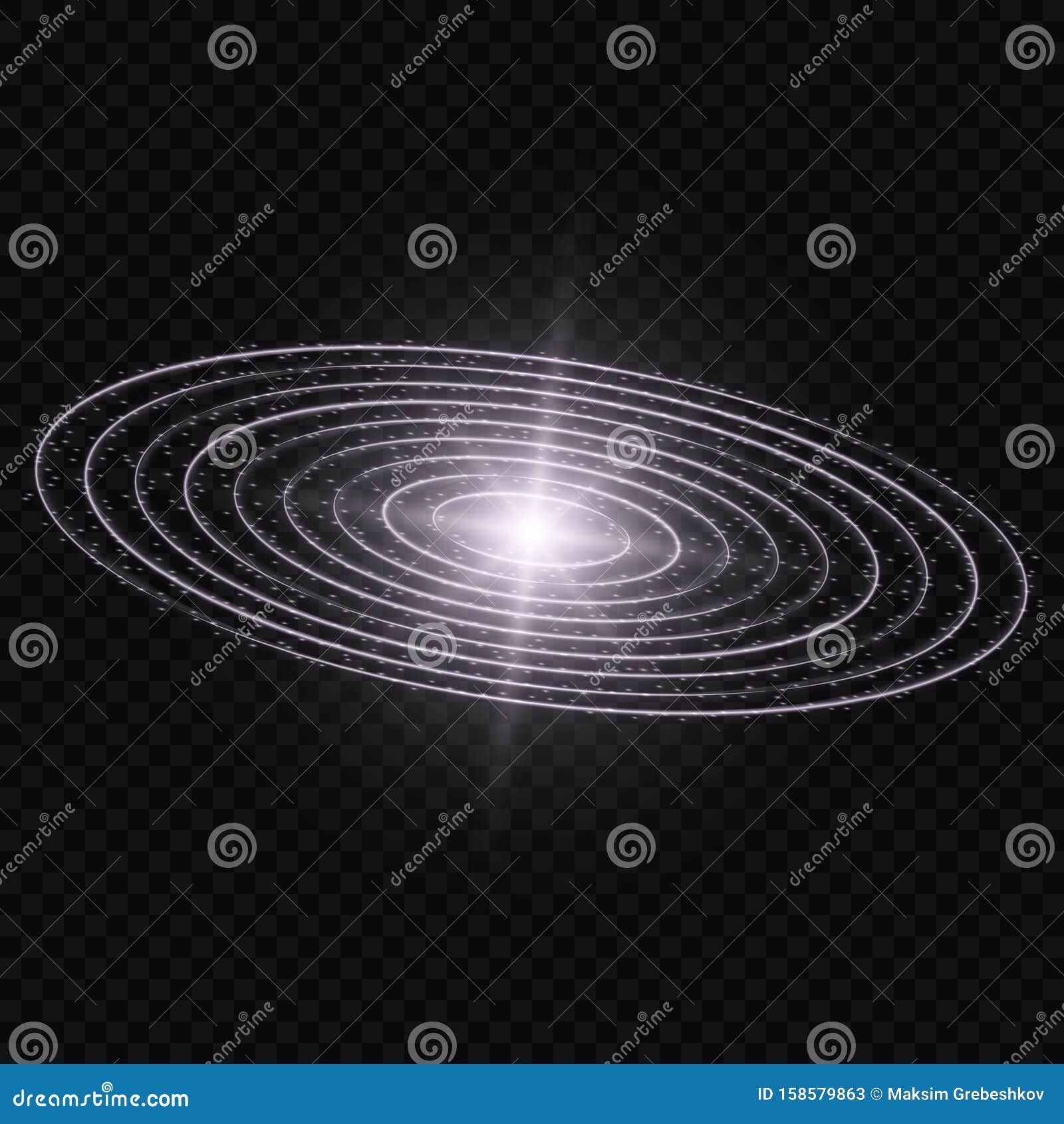 Glow Vector Light Effect, Galaxy with Planet Orbit Circles Shining Halo ...