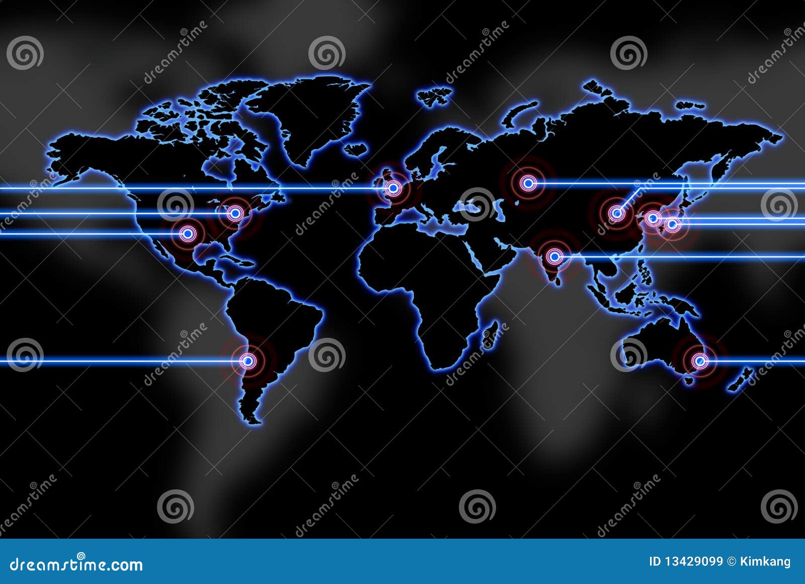 Glow world map alert stock illustration. Illustration of alert - 13429099