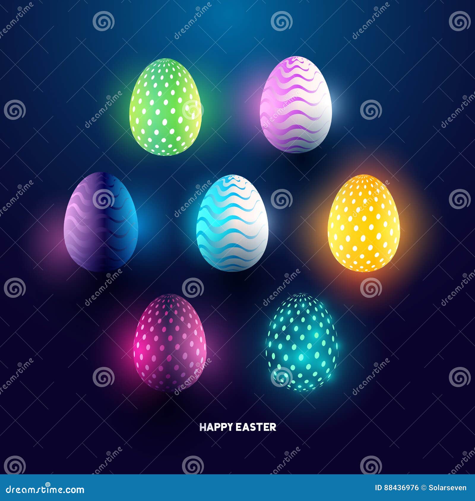 Glowing Abstract Easter Eggs Stock Vector - Illustration of modern ...