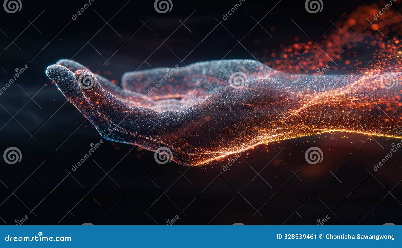 A Glowing, Abstract Hand with Particles of Light, Representing Hope ...