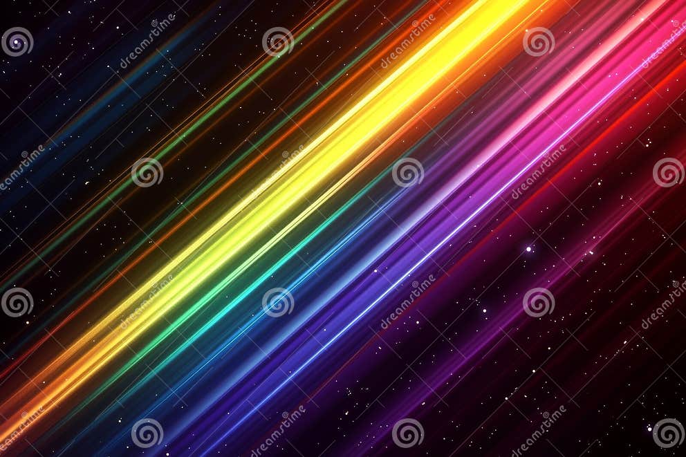 Glowing Abstract Rainbow Spectrum Parallel Lines on a Dark Background ...