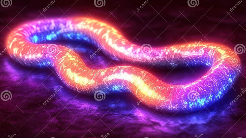 A Glowing, Abstract Representation of a Worm-like Structure in Vibrant ...