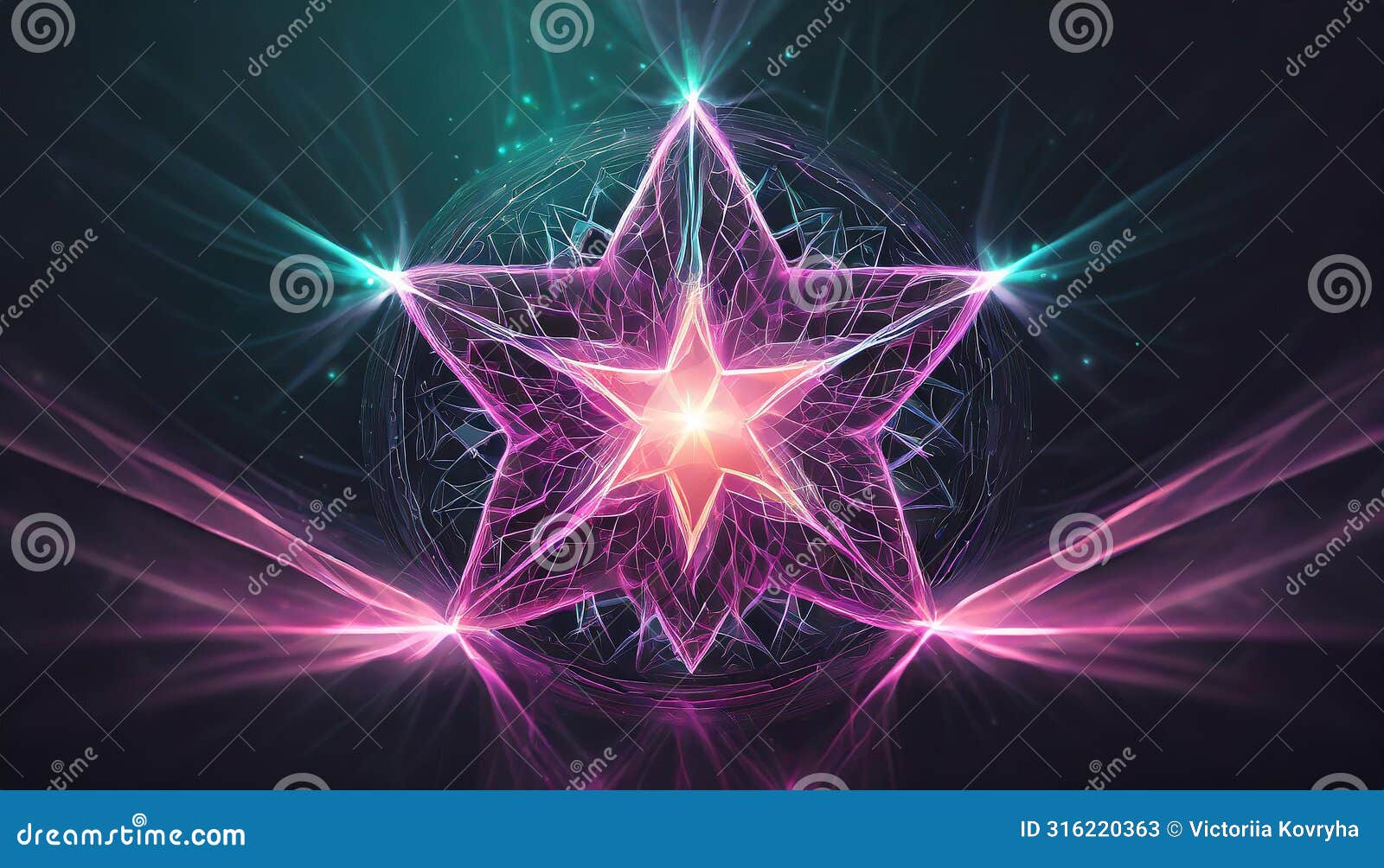 Glowing Abstract Shape of Star on Dark Background. Light Rays Stock ...