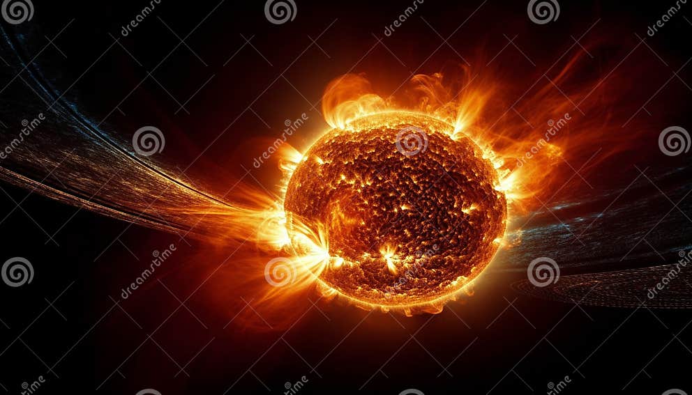 Glowing Abstract Sphere Igniting Fuel, Exploding into Futuristic Galaxy ...