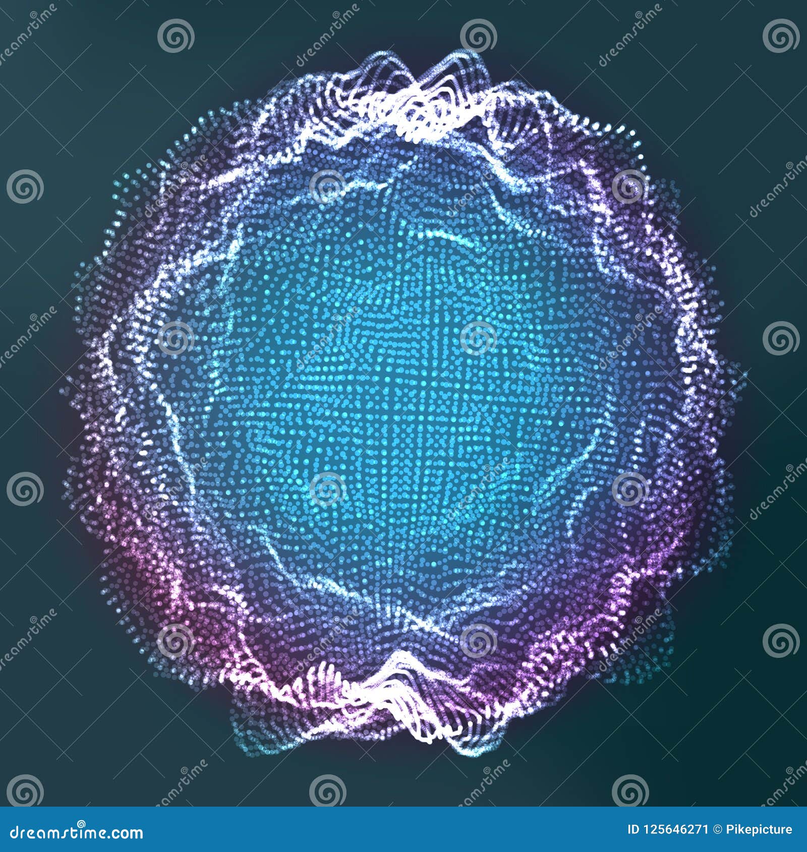 Glowing Abstract Sphere Vector. 3D Particles. Technology Concept ...