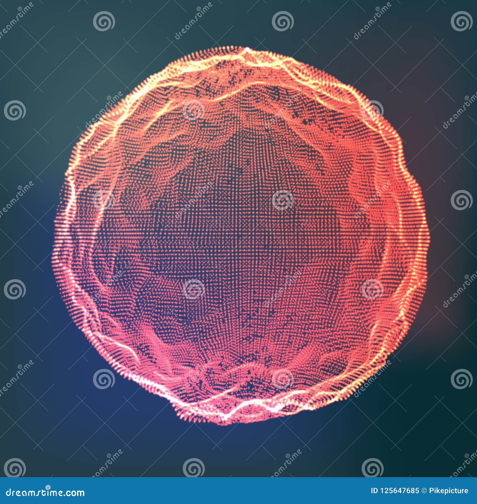 Glowing Abstract Sphere Vector. Illuminated Distorted Sphere ...
