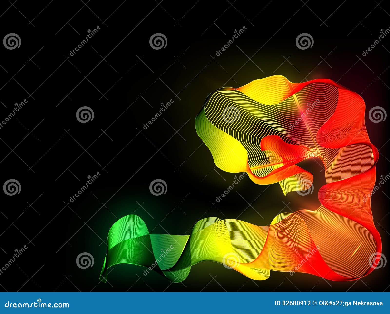 The Glowing Abstraction of a Wavy Colored Lines on Black Stock Vector ...