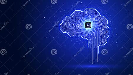 Glowing AI Brain with Circuits and Chipset Processor. Futuristic ...