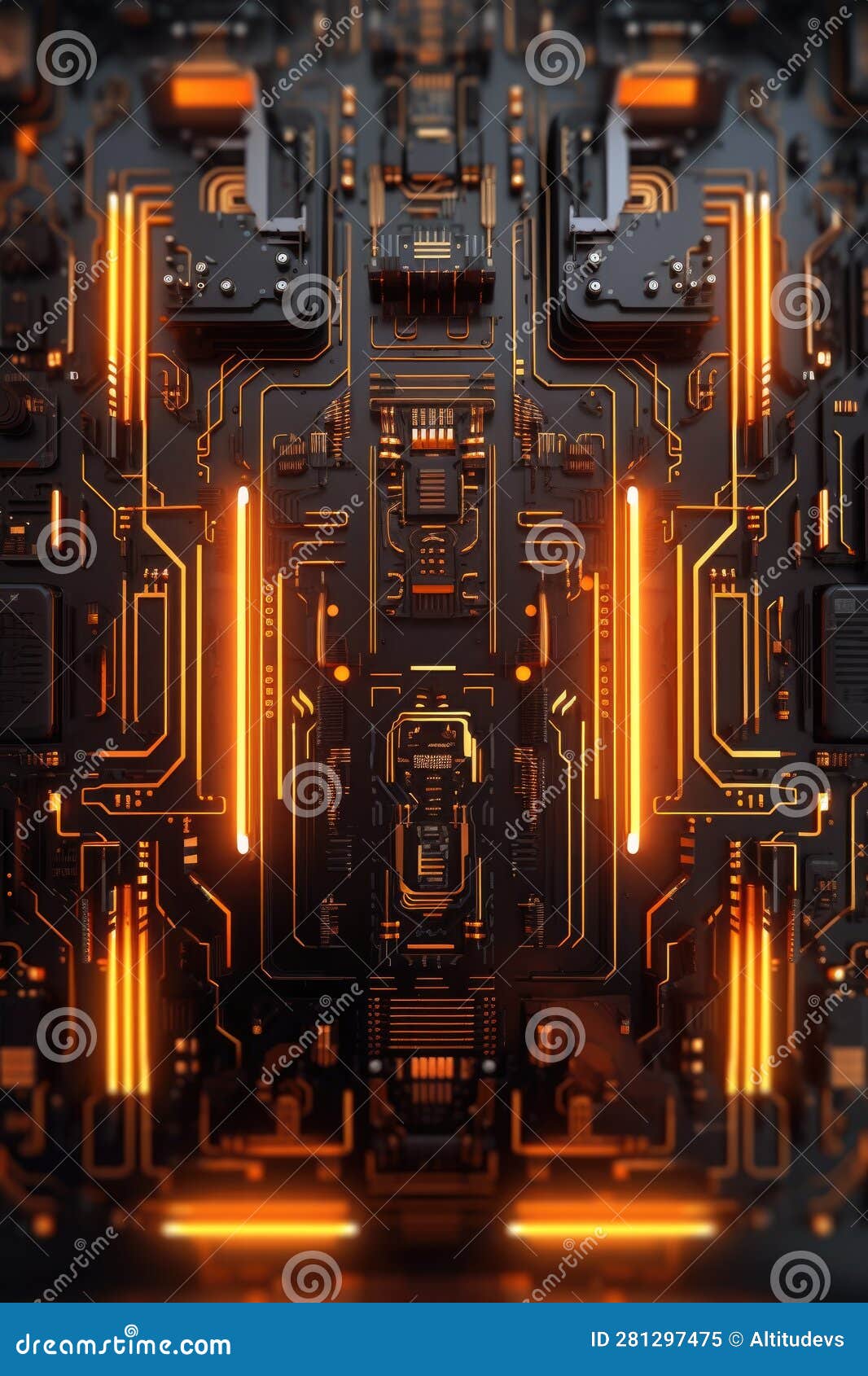 Glowing Ai Circuit Board with Futuristic Design Stock Illustration ...