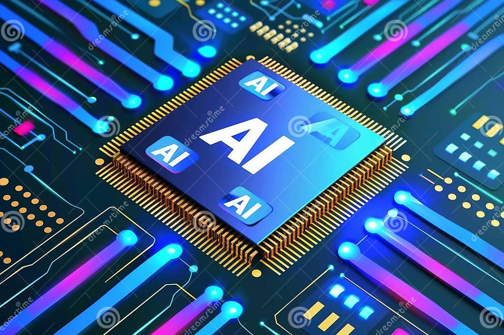 Glowing AI Microchip, Representing the Sophisticated Technology of ...