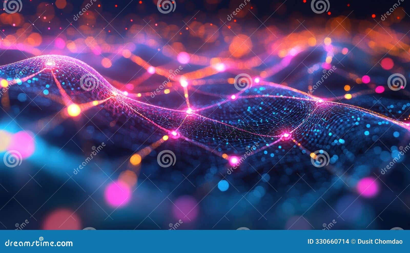 Glowing AI-Powered Neural Network Visualized As an Interconnected Web ...