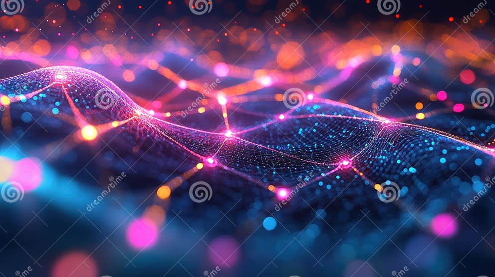 Glowing AI-Powered Neural Network Visualized As an Interconnected Web ...