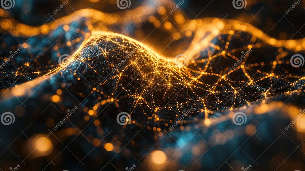 Glowing AI-Powered Neural Network Visualized As an Interconnected Web ...