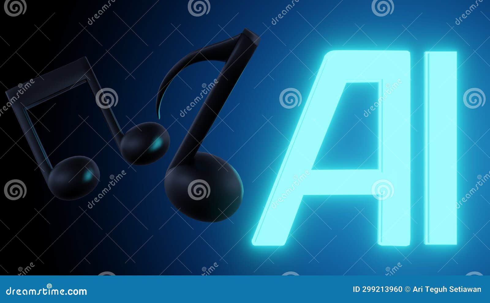 Glowing AI Symbols Intertwined with Musical Notes Stock Illustration ...