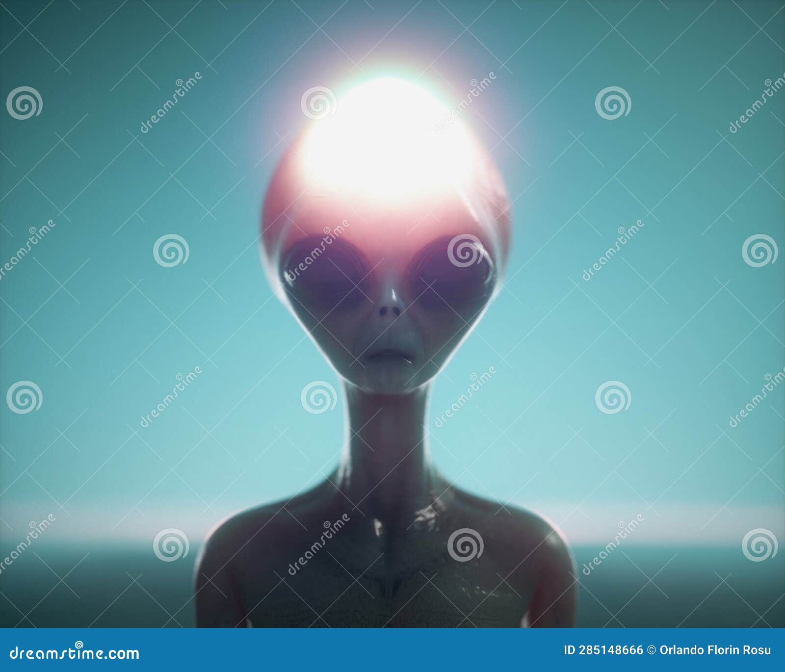 Glowing Alien Head. Unknown and Ufo Concept Stock Illustration ...