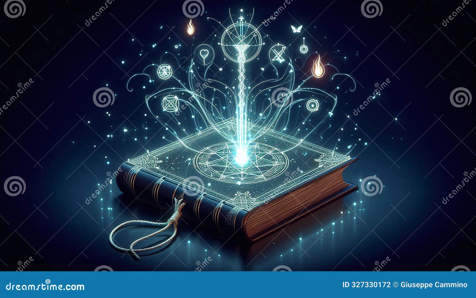 Glowing Ancient Spell Book, Minimalist Illustration Stock Illustration ...