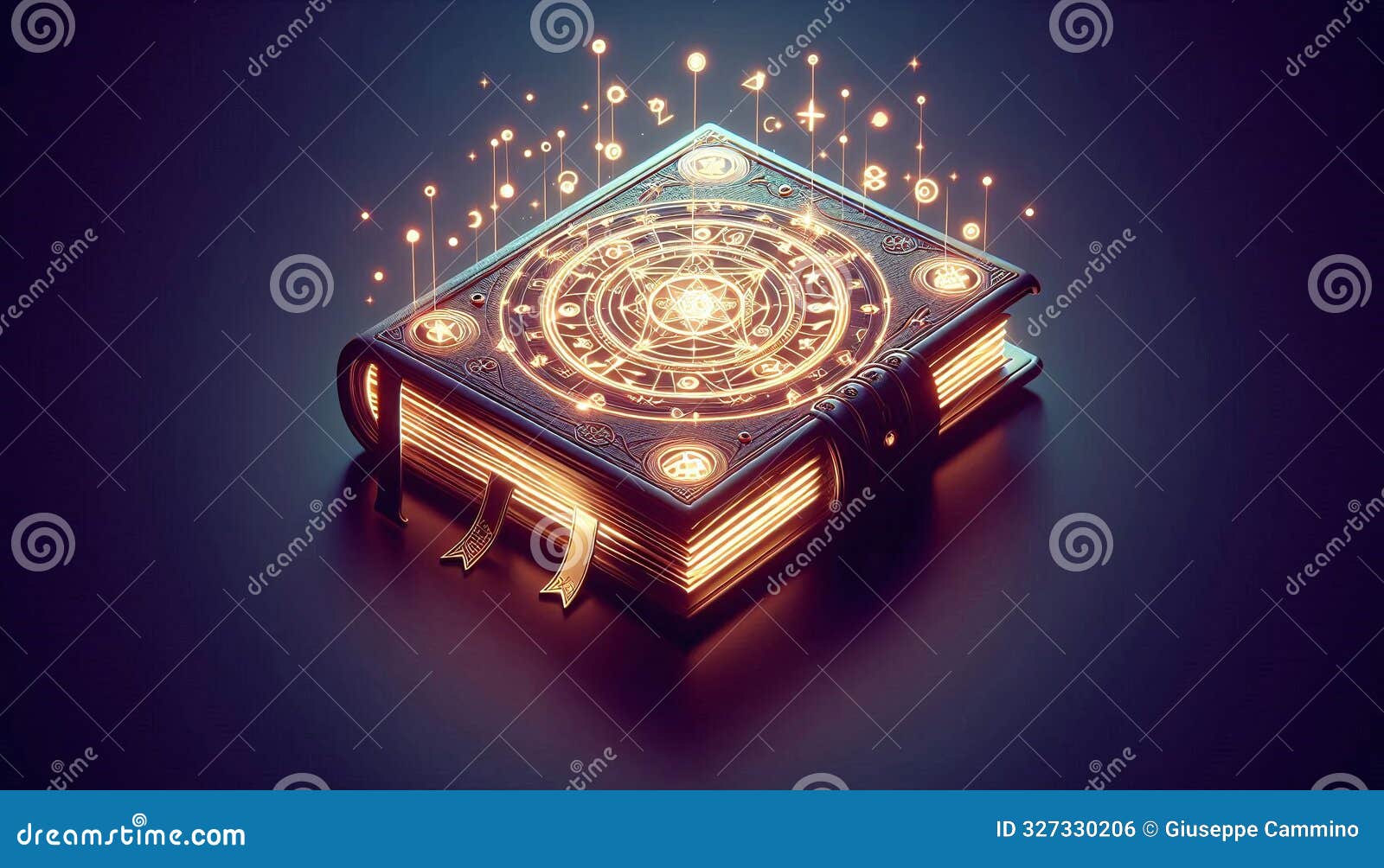 Glowing Ancient Spell Book, Minimalist Illustration Stock Illustration ...
