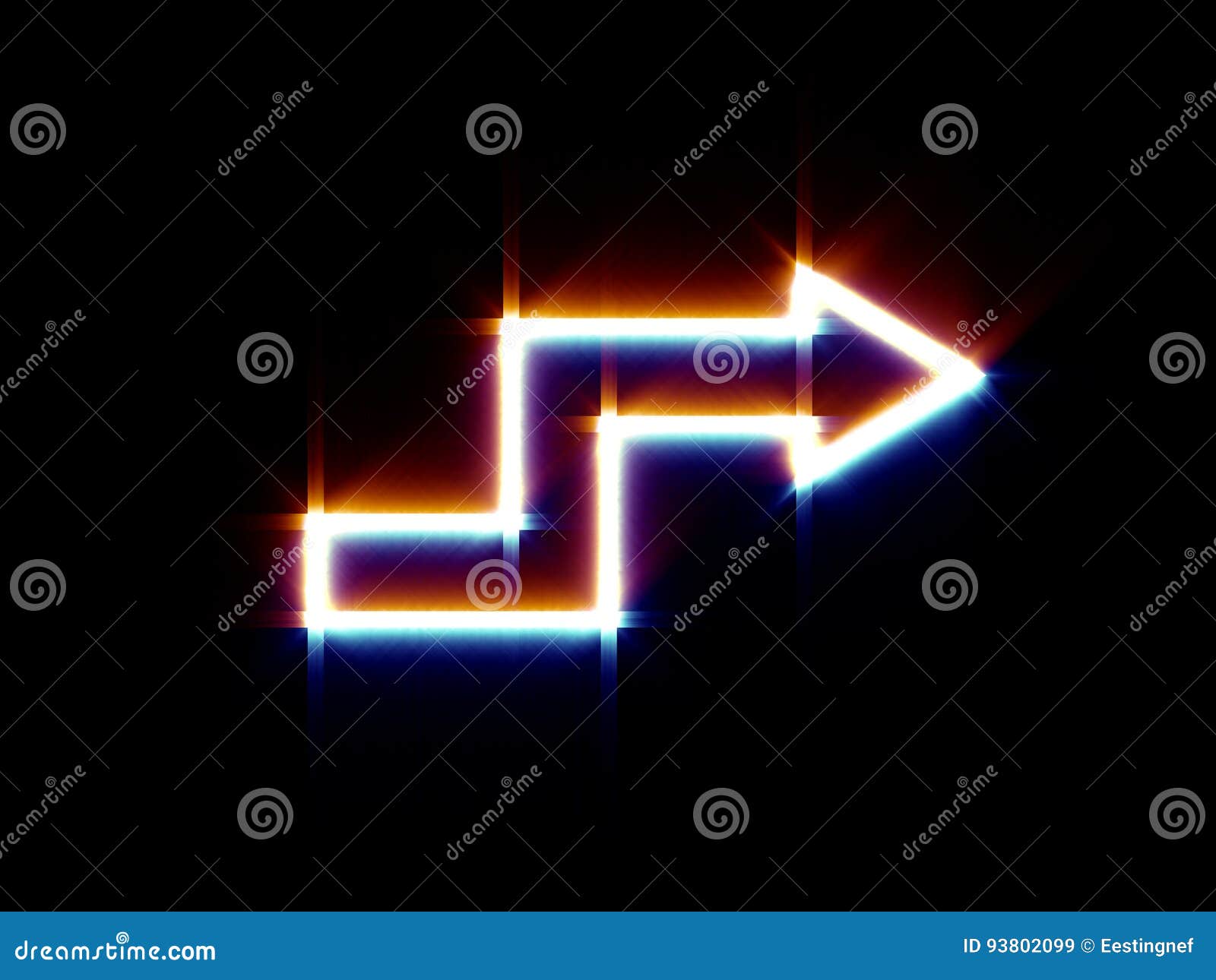 Glowing Arrow on Black Background. Digital Illustration Stock ...