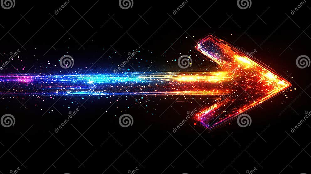 Glowing Arrow of Light Particles Moving Fast Stock Illustration ...