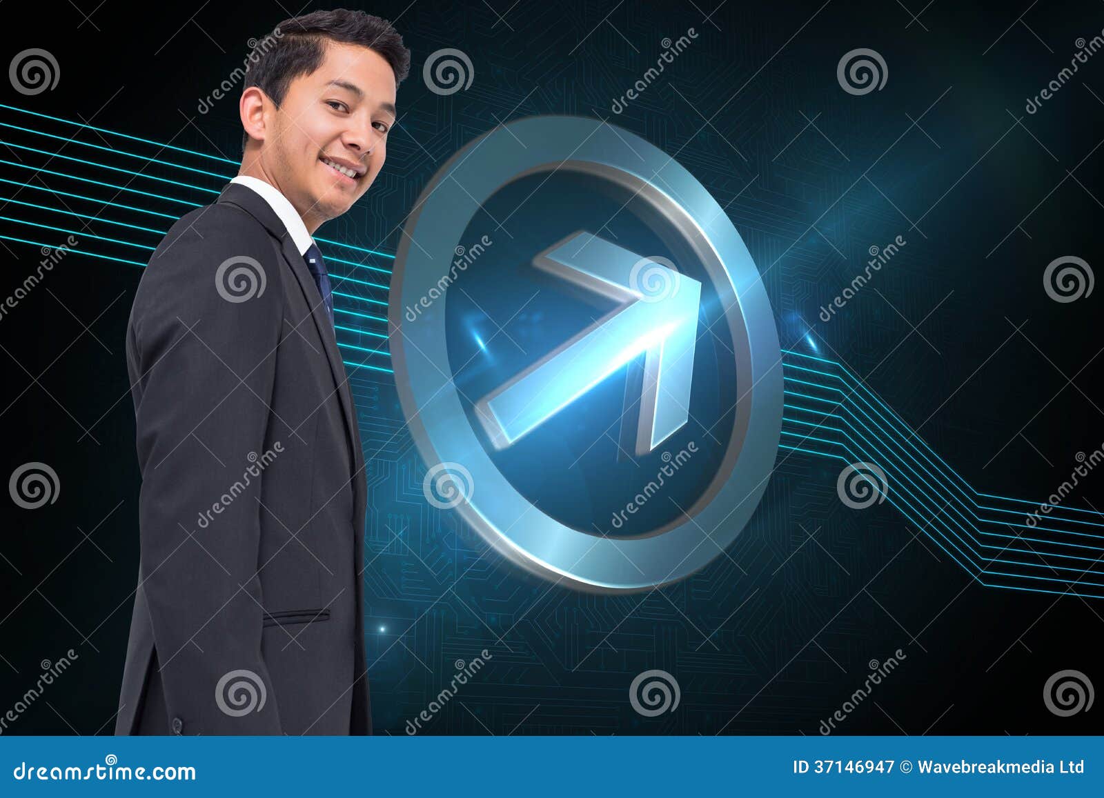 Glowing Arrow Pointing To the Right Corner Stock Image - Image of lines ...